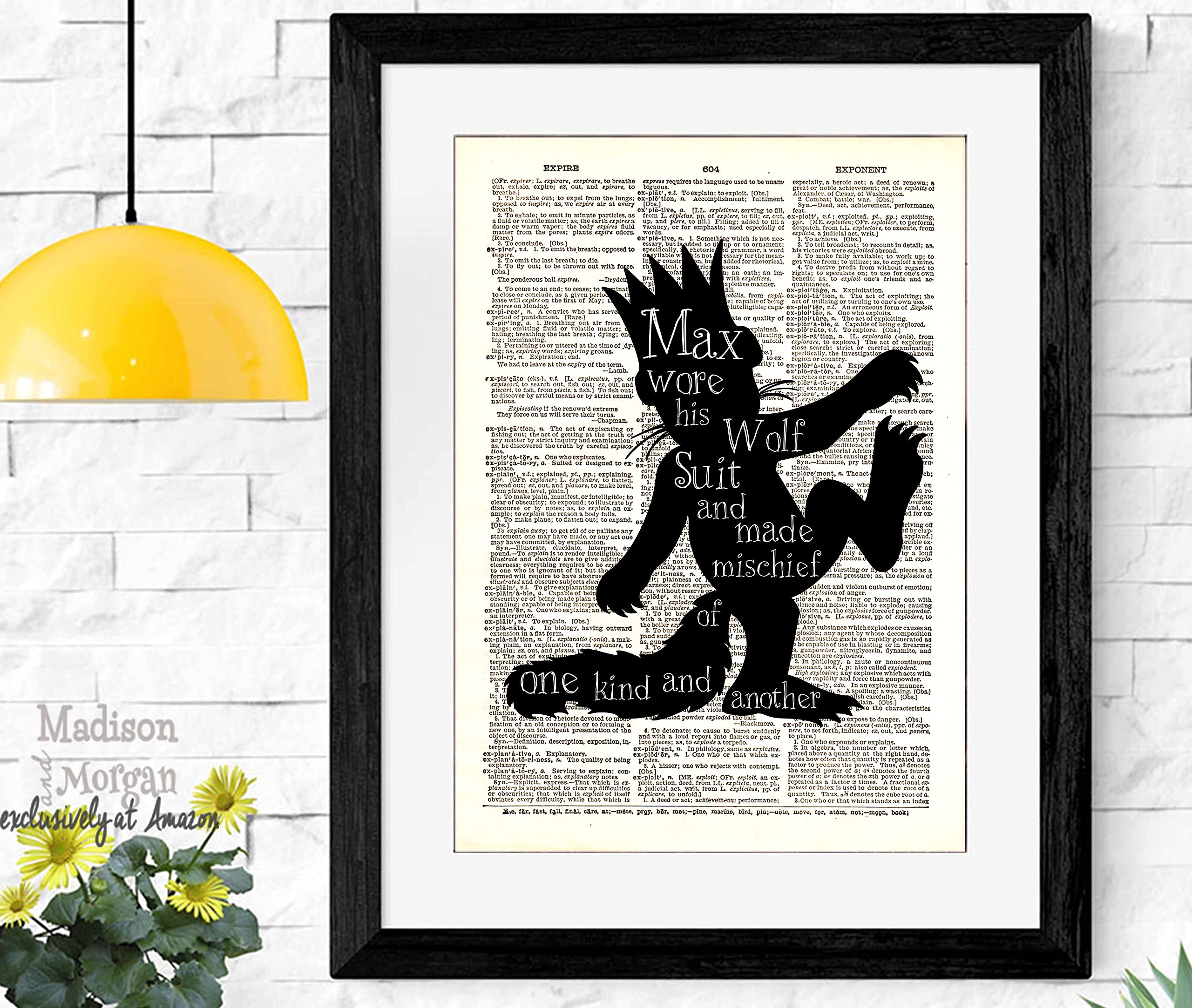 Wild Things - Decor - 4 piece set - Dictionary Art Print Quotes and Sayings Print - UNFRAMED 8 X 10 inches