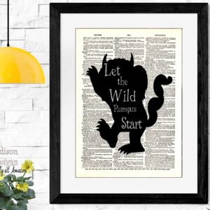 Wild Things - Decor - 4 piece set - Dictionary Art Print Quotes and Sayings Print - UNFRAMED 8 X 10 inches