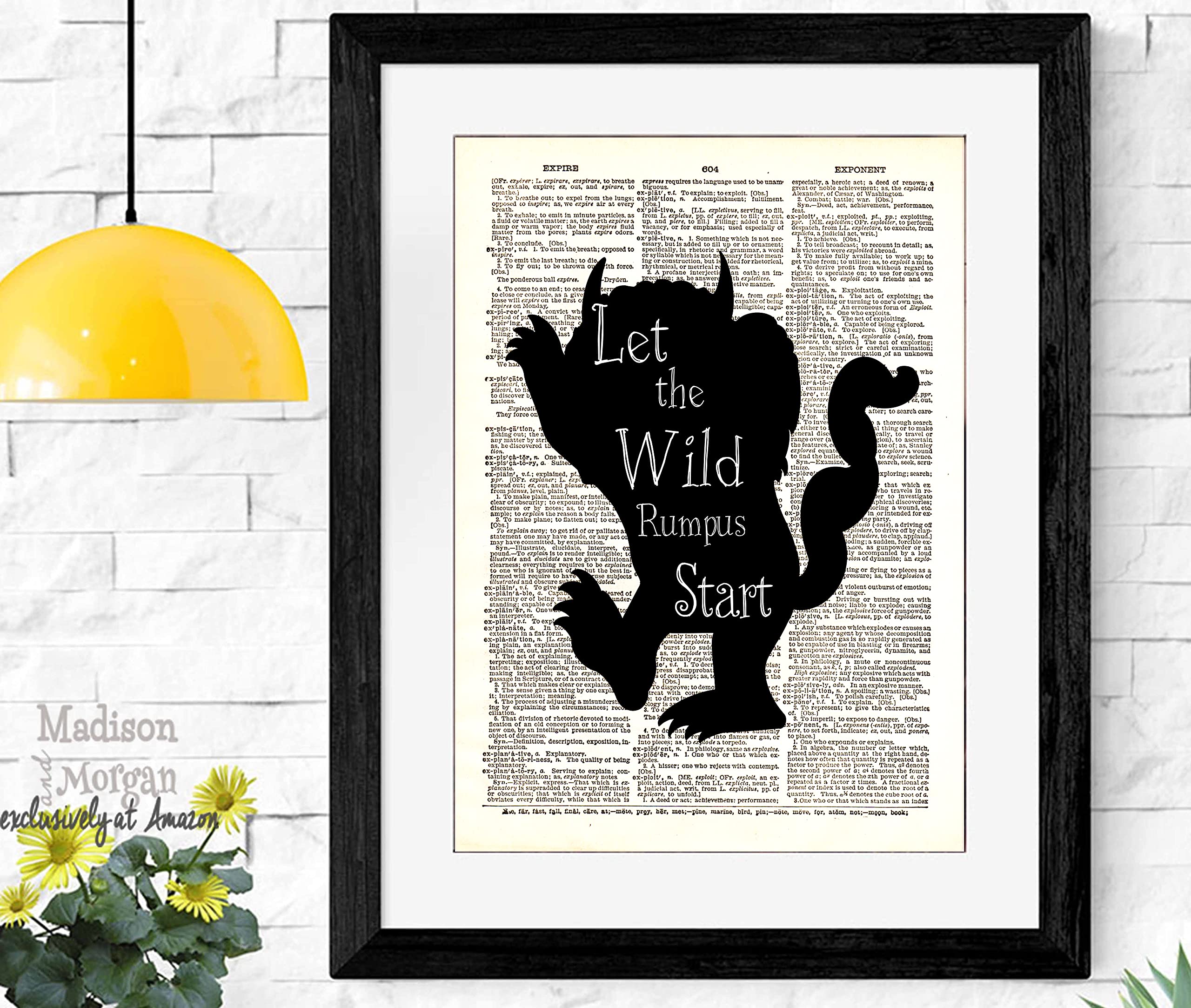 Wild Things - Decor - 4 piece set - Dictionary Art Print Quotes and Sayings Print - UNFRAMED 8 X 10 inches