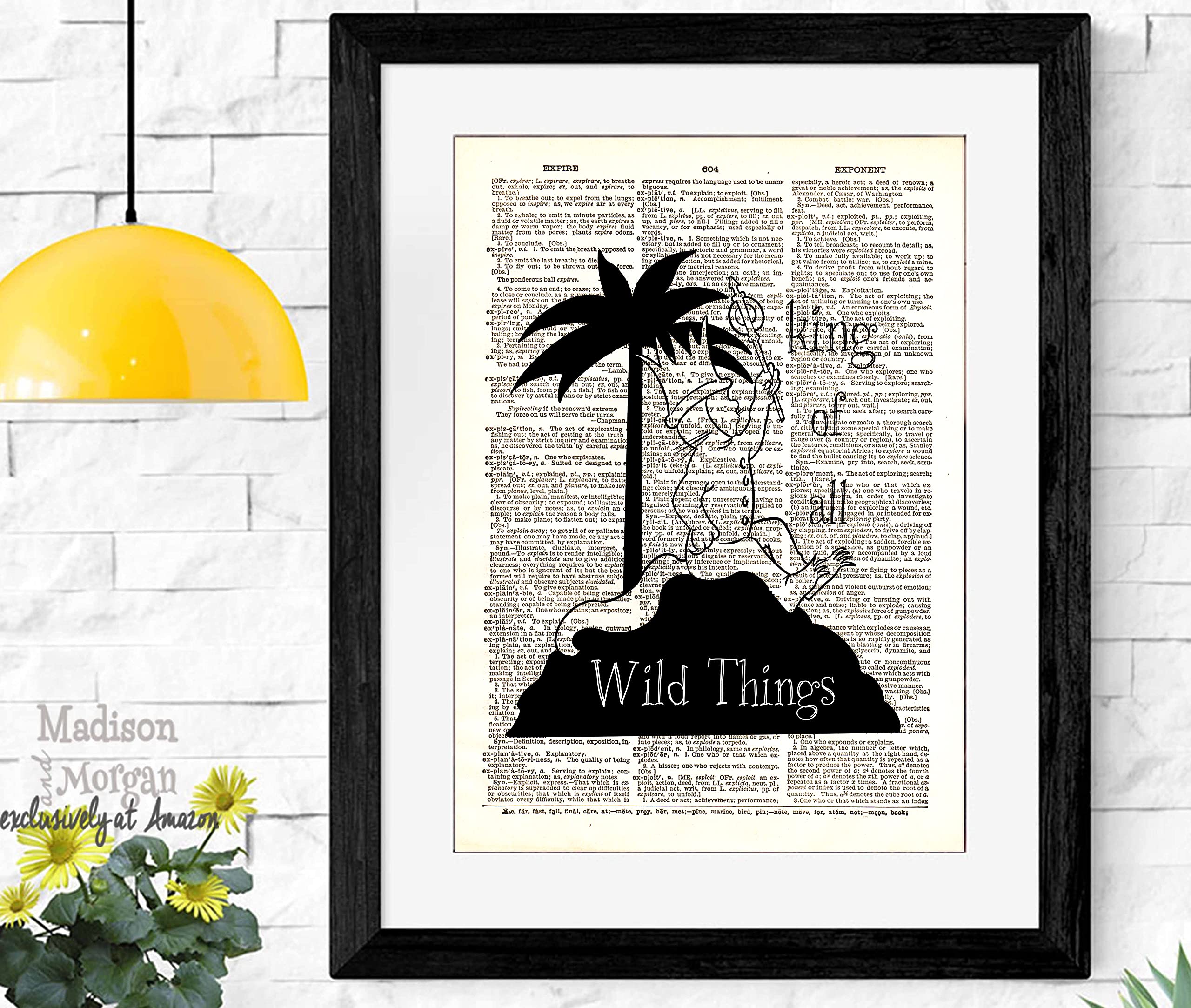 Wild Things - Decor - 4 piece set - Dictionary Art Print Quotes and Sayings Print - UNFRAMED 8 X 10 inches