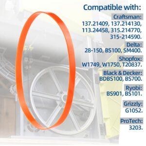 Upgrade Band Saw Urethane Tires - 9" x 1/2" x.095", for Delta Craftsman Grizzly Black & Decker Ryobi ProTech Shopfox Wen 28-150 137.21409 113.24458 Bandsaw Wheels and More Models - 2 Pack