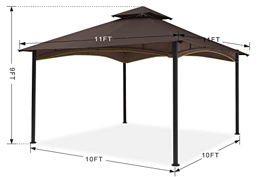 MASTERCANOPY Outdoor Garden Gazebo for Patios with Stable Steel Frame(11x11, Coffee)