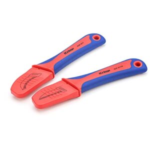 icrimp utility knife for cable skinning, wire insulation dismantling knife, 2-pack insulated electricians cable stripping knives, fixed blade