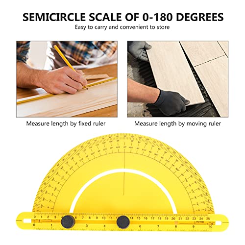 DOITOOL 180 Universal Goniometer Angle Finder Tool Multitools Rotary Protractor Goniometer Ruler Metal Protractor Rotating Angle Measure Protractor Arm Swing Stainless Steel To Rotate Abs