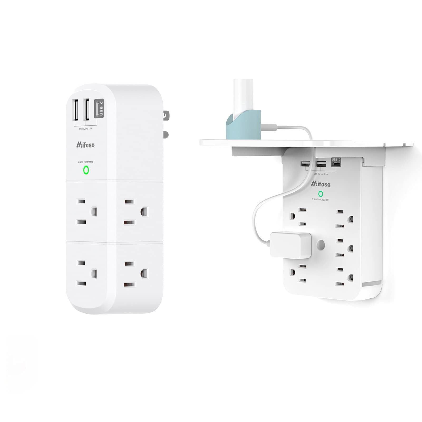 Wall Outlet Extender, Surge Protector with USB Smart Charging