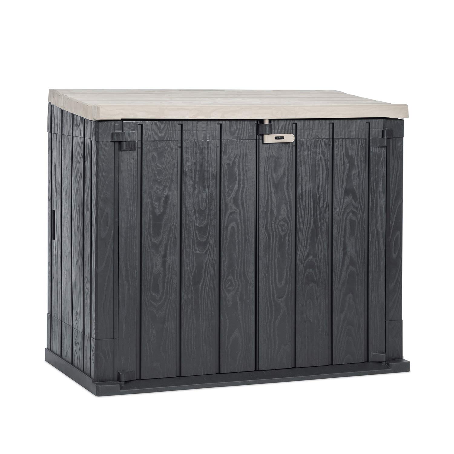 Toomax Stora Way All-Weather Outdoor Horizontal 6' x 3.5' Storage Shed Cabinet for Trash Can, Garden Tools, & Yard Equipment, Taupe Gray/Brown