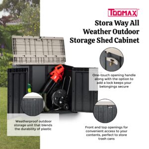 Toomax Stora Way All-Weather Outdoor Horizontal 6' x 3.5' Storage Shed Cabinet for Trash Can, Garden Tools, & Yard Equipment, Taupe Gray/Brown