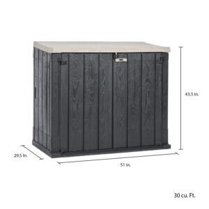 Toomax Stora Way All-Weather Outdoor Horizontal 6' x 3.5' Storage Shed Cabinet for Trash Can, Garden Tools, & Yard Equipment, Taupe Gray/Brown