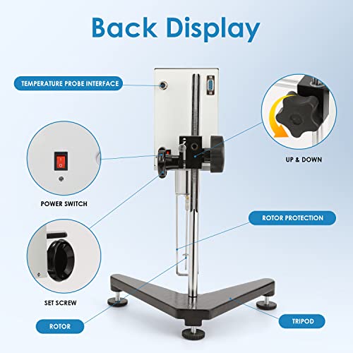 Bonvoisin Digital Rotary Viscometer 10-2,000,000mPa.S Digital Lab Rotational Viscosity Meter +-3% Accuracy Fluidimeter Tester Meter with 4 Rotors and Temperature Probe 110-240V(NDJ-8S)