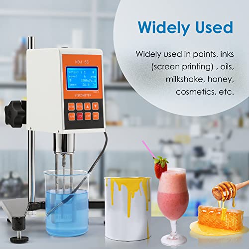 Bonvoisin Digital Rotary Viscometer 10-2,000,000mPa.S Digital Lab Rotational Viscosity Meter +-3% Accuracy Fluidimeter Tester Meter with 4 Rotors and Temperature Probe 110-240V(NDJ-8S)