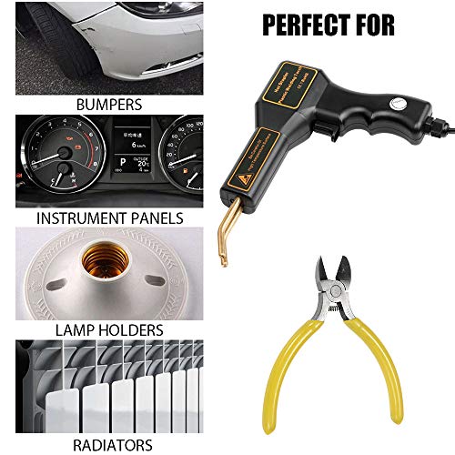 Shkalacar 30W Hot Stapler+4 Types Hot Wave Flat Staples, Plastic Welding Machine Car Bumper Repair Kit,Bodywork Fender Fairing Welder Gun US Plug