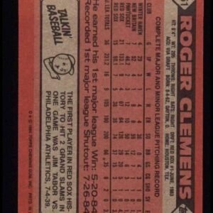 1986 Topps # 661 Roger Clemens Boston Red Sox (Baseball Card) NM/MT Red Sox