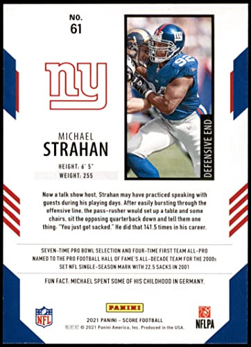 2021 Score # 61 Michael Strahan New York Giants-FB (Football Card) NM/MT Giants-FB Texas Southern