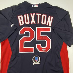 Autographed/Signed Byron Buxton Minnesota Twins Dark Blue Majestic Baseball Jersey JSA COA