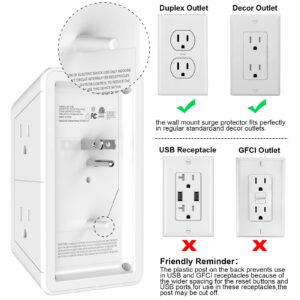 5-Outlet Surge Protector Wall Charger with 4 USB Ports - 1680J Multi Plug for Home, Office, Travel