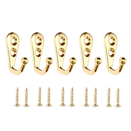 ANYUFEI 5Pcs Wall Hanger Curved Buckle Horn Lock Clasp Hook Zinc Alloy Door Wall Hooks Hanger Black/Gold/Silver/Bronze w/Screws (Size : D)