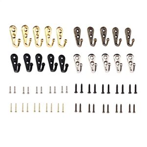 ANYUFEI 5Pcs Wall Hanger Curved Buckle Horn Lock Clasp Hook Zinc Alloy Door Wall Hooks Hanger Black/Gold/Silver/Bronze w/Screws (Size : D)