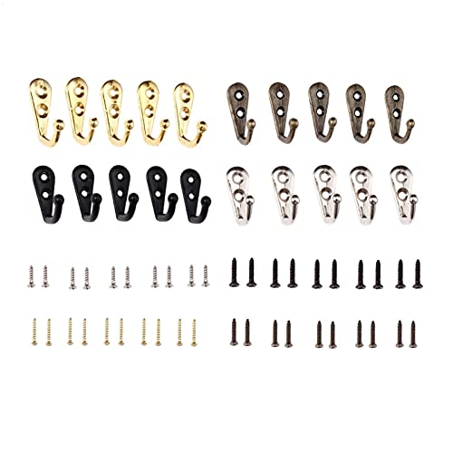 ANYUFEI 5Pcs Wall Hanger Curved Buckle Horn Lock Clasp Hook Zinc Alloy Door Wall Hooks Hanger Black/Gold/Silver/Bronze w/Screws (Size : D)