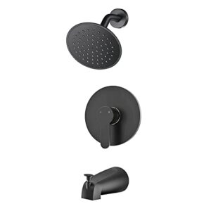 wrisin black shower faucet set with tub spout, black shower head and handle set, matte black shower fixtures with 6 inch high-pressure rain shower head