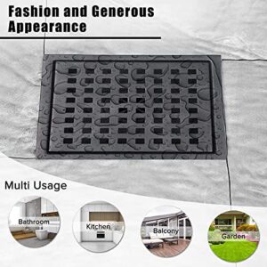 Shower Drain SUS 304, Lemecima 6 Inch Square Floor Drain with Flange, Quadrato Pattern Grate Removable for Bathroom, Hair Drain Cleaner Tool, Matte Black