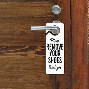 Funny Please Remove Your Shoes Door Hanger Sign, 2 Pack(Double Sided) Please Do Not Disturb, Funny Office Decoration, Ideal for Offices, Spa Treatment, Hotels or During Therapy, Counseling Sessions