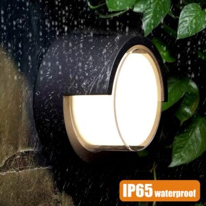 Aiwewin Outdoor Wall Lights, Porch Lights Outdoor Wall,Low Profile Modern Wall Sconce Light fixtures Waterproof Wall Mounted Lamp for Bedroom, House, Porch, Patio (Round 3200K 12W)