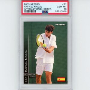 graded 2003 netpro rafael nadal #77 international series rookie rc tennis card psa 10 gem mint