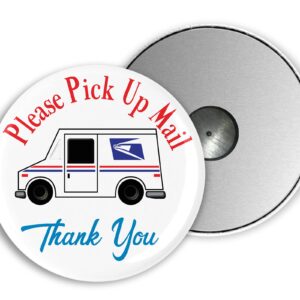 Cute US Mail Truck Outgoing Mail Magnet Please Pick Up Mailbox Magnet 2.25 Inch Round