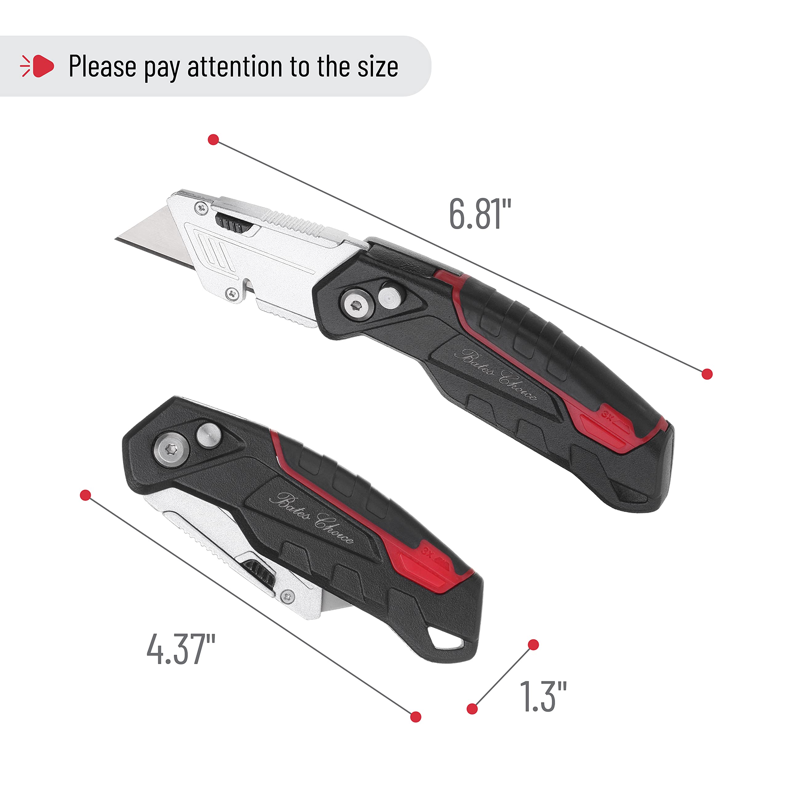 Bates- Box Cutter, Utility Knife, Box Cutter Knife, Folding Box Cutter, Razor Knife, Box Cutter Folding, Box Cutter With 3 Extra Blades, Folding Knife, Box Cutter Retractable, Folding Utility Knife