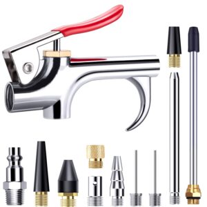 13 pcs 2-way connection air nozzle blow gun set, air nozzle kit with 1/4 in standard quick fitting and 8 air nozzles, air compressor accessories for air inflation and dedusting