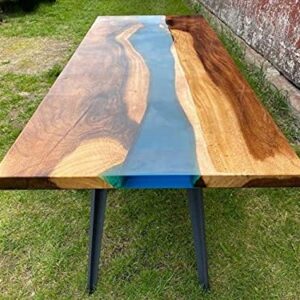 Epoxy Table, Live Edge Wooden Table, Epoxy Resin River Table, Natural Wood,Dining Table, Natural Epoxy Table, Resin Table 42" x 24" Inch