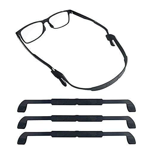 Festful Silicone Spectacle Straps, 3 Non-slip Elastic Sports Glasses Straps for Kid Boys and Girls, Sunglasses Straps, Black