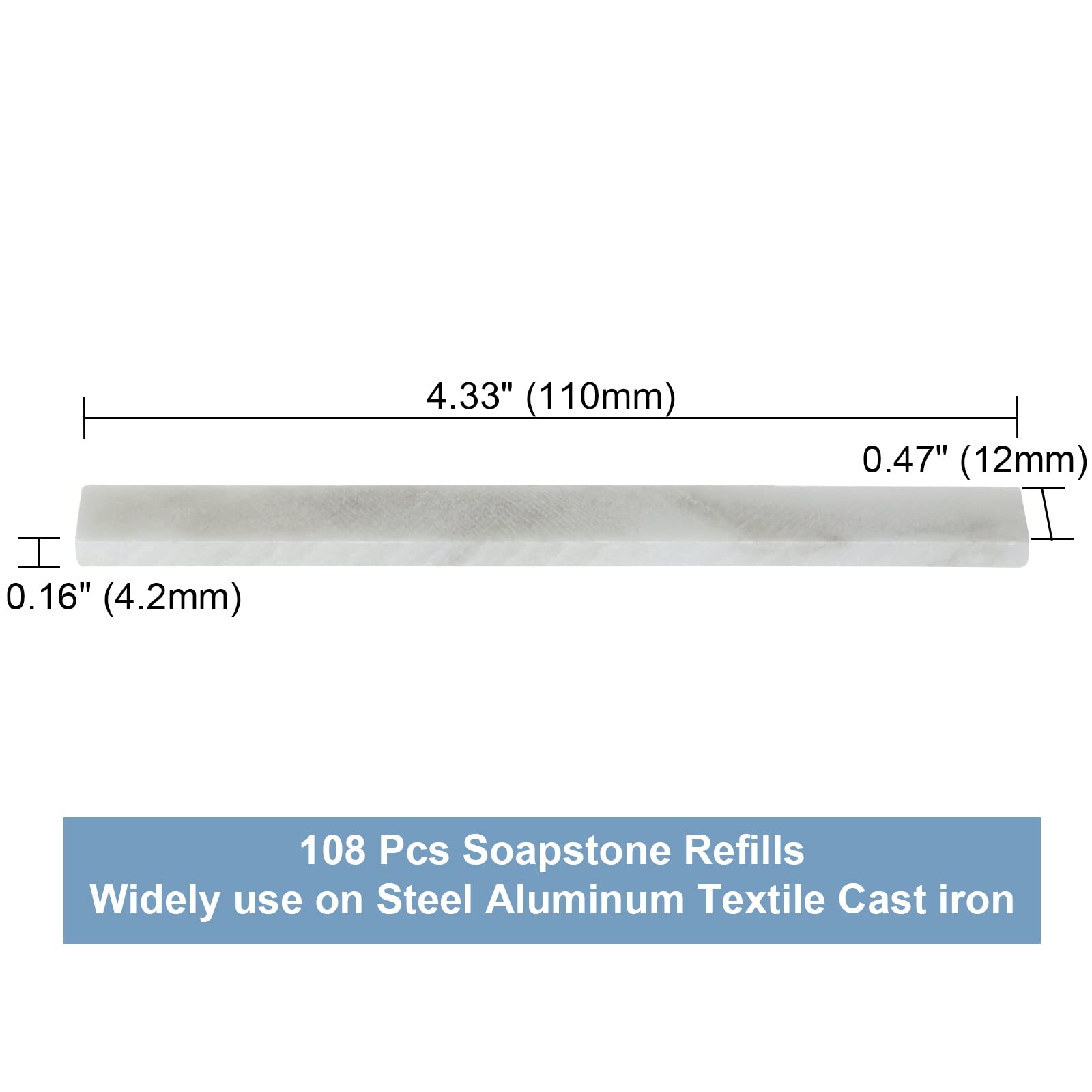 108Pcs Soapstone Pen, Flat White Soapstone Refills, Soap Stones Chalk, Professional Soapstone Pencil for Welders Textile Marking Tools and Markers Removable Markings on Steel Cast Iron