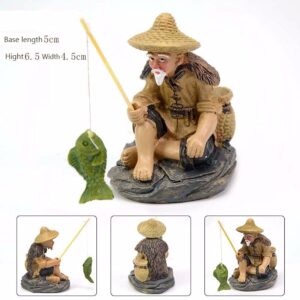 YITAQI Micro Landscape Fairy Garden Ornament,Cute Sculpture Fisherman Craft Bonsai Decoration Miniature Figurine