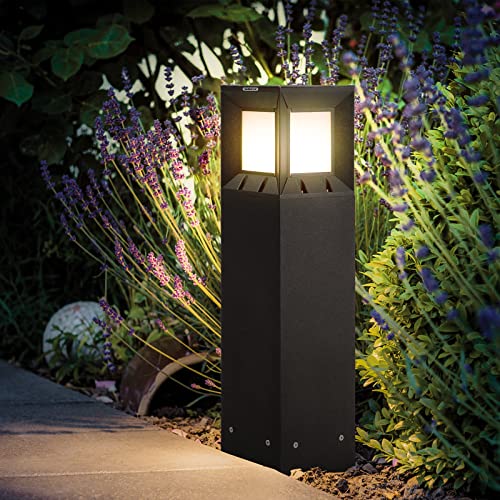 Linkmoon Solar Landscape Path Light with IP54 Waterproof Luxury 3000K LED Lighting, 32 Inches Modern Outdoor Bollard Lighting for Lawn, Patio, Courtyard and Driveway Decoration