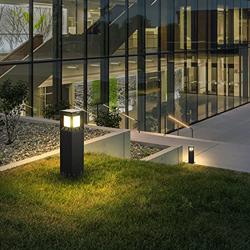 Linkmoon Solar Landscape Path Light with IP54 Waterproof Luxury 3000K LED Lighting, 32 Inches Modern Outdoor Bollard Lighting for Lawn, Patio, Courtyard and Driveway Decoration