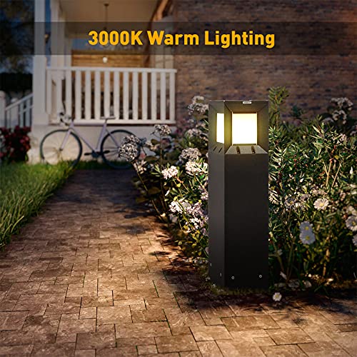 Linkmoon Solar Landscape Path Light with IP54 Waterproof Luxury 3000K LED Lighting, 32 Inches Modern Outdoor Bollard Lighting for Lawn, Patio, Courtyard and Driveway Decoration