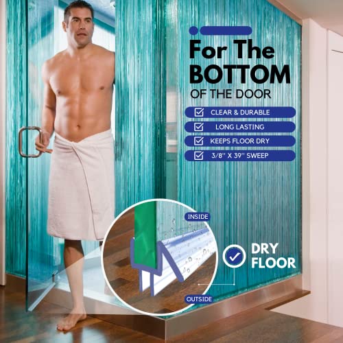 CARESOME Caresome 2-Pack Shower Door Bottom Seal (3/8in)-Inch Glass, 39inLength - Sweep to Create a Water Barrier Frameless Design Stop Leaks Strip