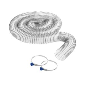 2-1/2 inch diameter by 10 foot long pvc dust/debris collection hose made in the usa with 2 each 2.5 inch turnkey stainless steel hose clamps