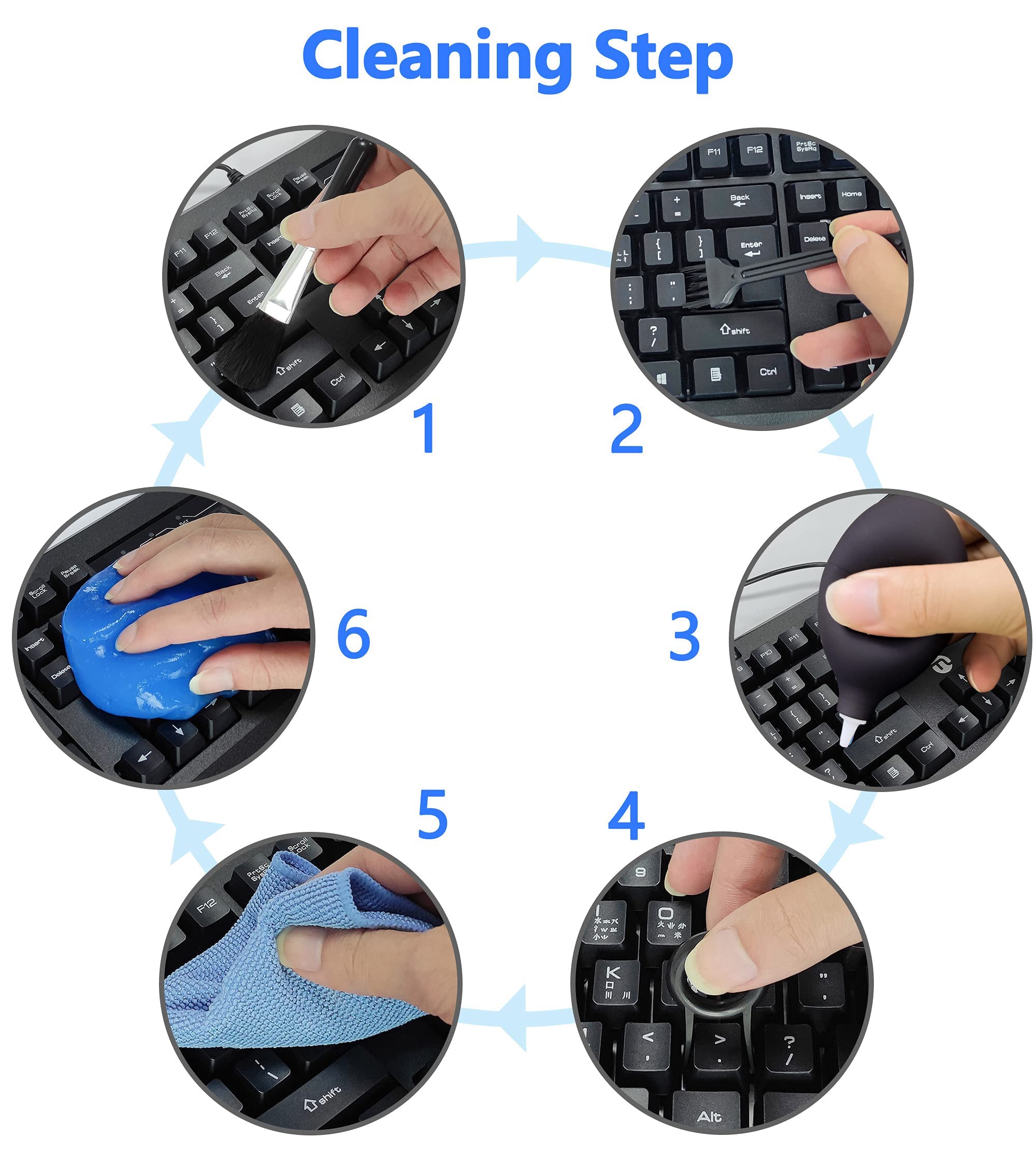 2 Pack Keyboard Cleaner, Dust Cleaning Gel with 5 Keyboard Cleaning Kit Detailing Cleaning Putty for Car Dash & Vent Universal Office Electronics Cleaning Kit Laptop, Calculators, Speakers & Printers