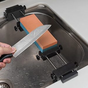 POWERTEC 71671 Sharpening Stone Base Holder, Adjustable Sink Bridge 3-1/4" to 14-1/4" Whetstone Knife Sharpener Holder with Non-Slip Base Works with Water Stones, Oil Stones & Whetstone Diamond Stones