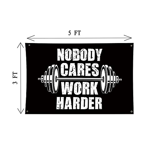 Nobody Cares Work Harder Flag Banner, 3x5 ft Fade Resistant Garden Flag for Yard Parade House Party Home Outdoor and Indoor Decor (Nobody)