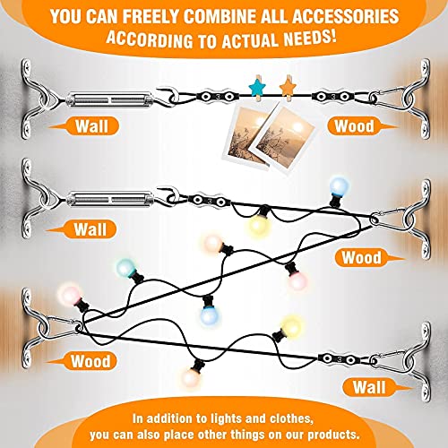 Keeimp String Light Hanging Kit,164 Ft Nylon Coated Stainless Steel 304 Wire Rope, String Lights Suspension Kit,Outdoor Light Hanging Kit