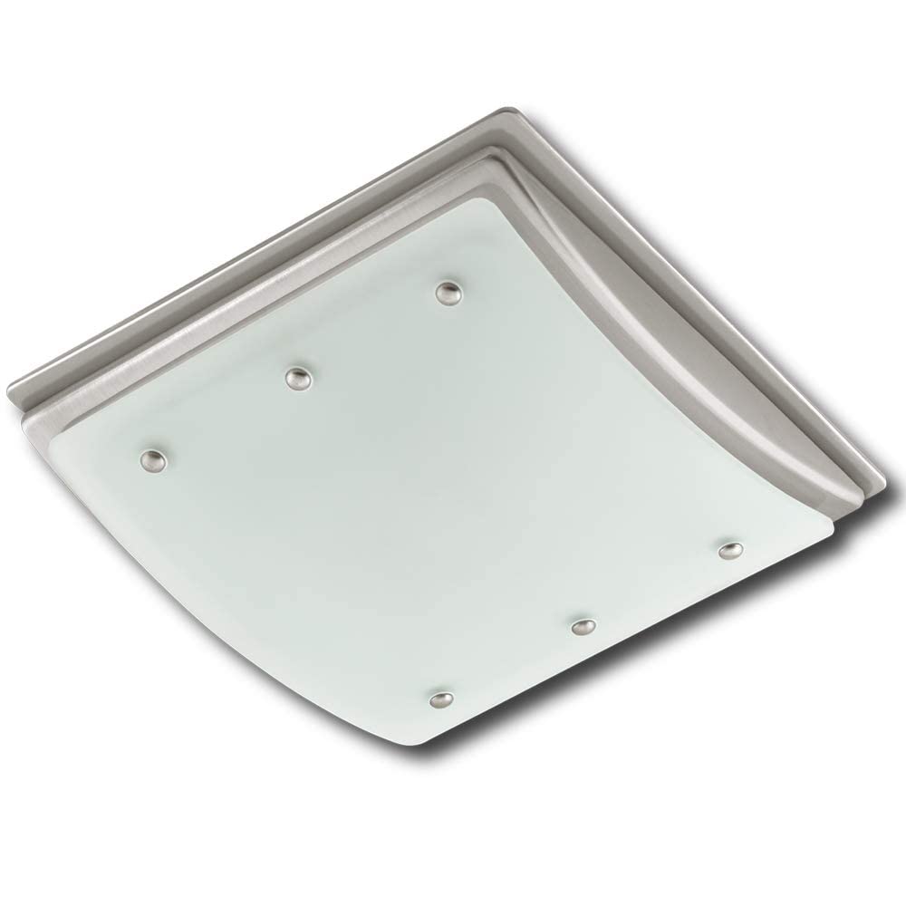 Hunter 90064z Ellipse Decorative Bathroom Ventilation Exhaust Fan with Light and Night-Light, Matte Opal Glass, Brushed Nickel Finish, 100 CFM, Medium