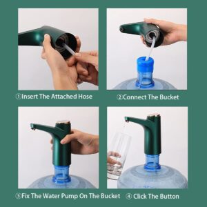 Water Bottle Pump for 5 Gallon Water Bottle Dispenser Pump SystemUSB Charging Automatic Drinking Water Pump Portable Electric Water Dispenser (Green)