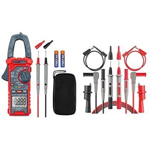 astroai 4000 counts digital clamp meter+multimeter test leads kit,