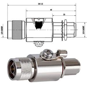 N Lightning Arrestor Male to Female Bulkhead DC-3GHz 90V Gas Tube Discharge 50 Ohm RFetomax N Type Coaxial Lightning (Lightning arrestor N Male to Female)