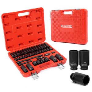 meiwaltee 1/2" drive deep impact socket set, 20pcs metric10-24mm socket assortment include 3'' 5'' 10'' extension bar,cr-mo steel with black phosphate coating