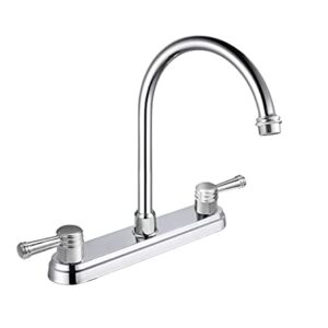 SOLVEX 2 Handle Kitchen Sink Faucet, High Arc 360 Swivel Stainless Steel Pipe 3 Hole Kitchen Faucet, Commercial Modern Chrome Kitchen Sink Faucet, US-SP-80078