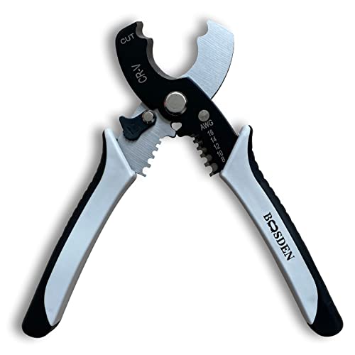 Wire Cutters Stripper, BOOSDEN 8 inch Cable Cutters, Awg Wire Cutters,Precision Wire Stripper,Heavy Duty Cable Cutters, Spring Cable Cutting Pliers for Aluminum Wire,Communications Cable Cutting